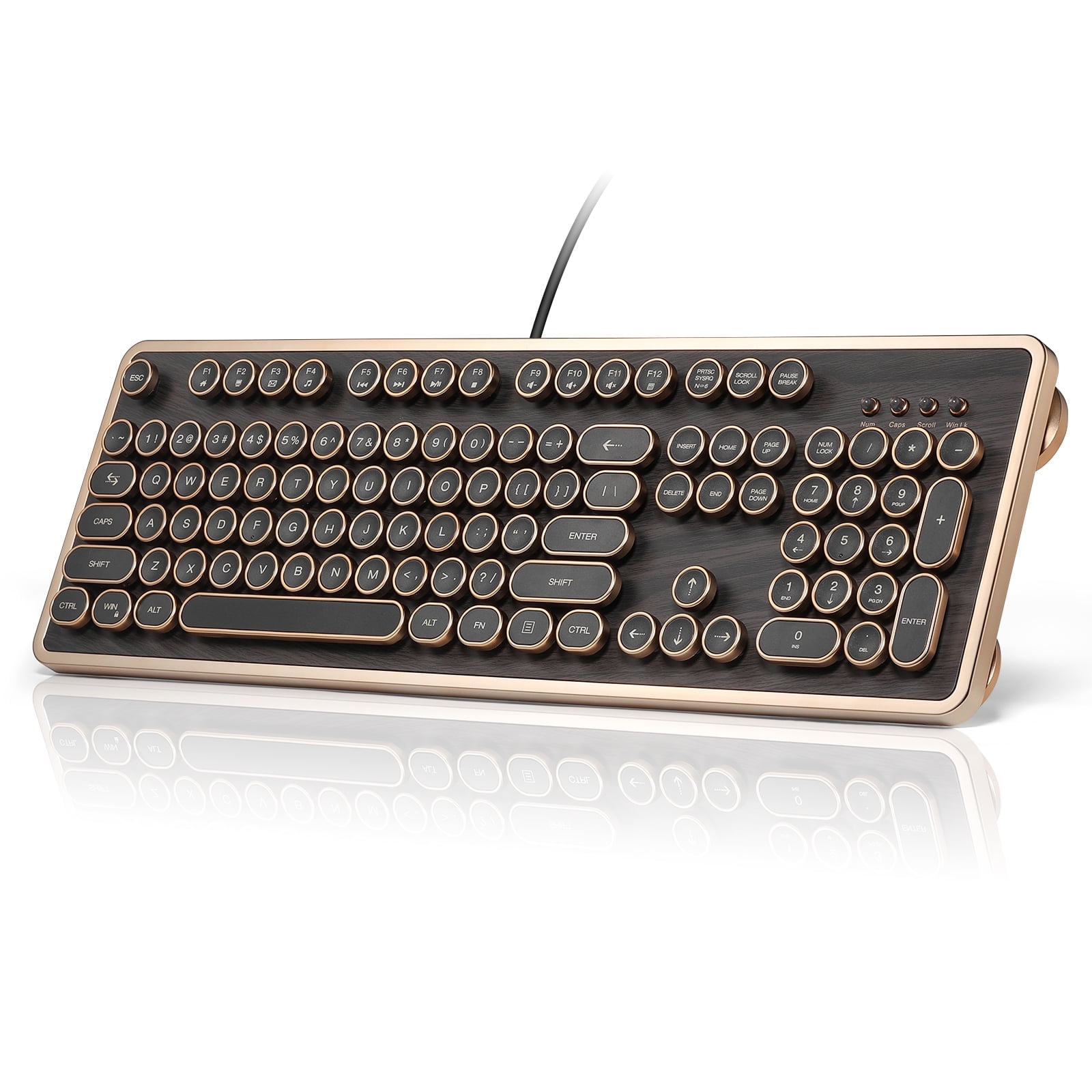 GLENCREAG RK104 Retro Mechanical Keyboard, Wired Full-Size 104 Keys ...
