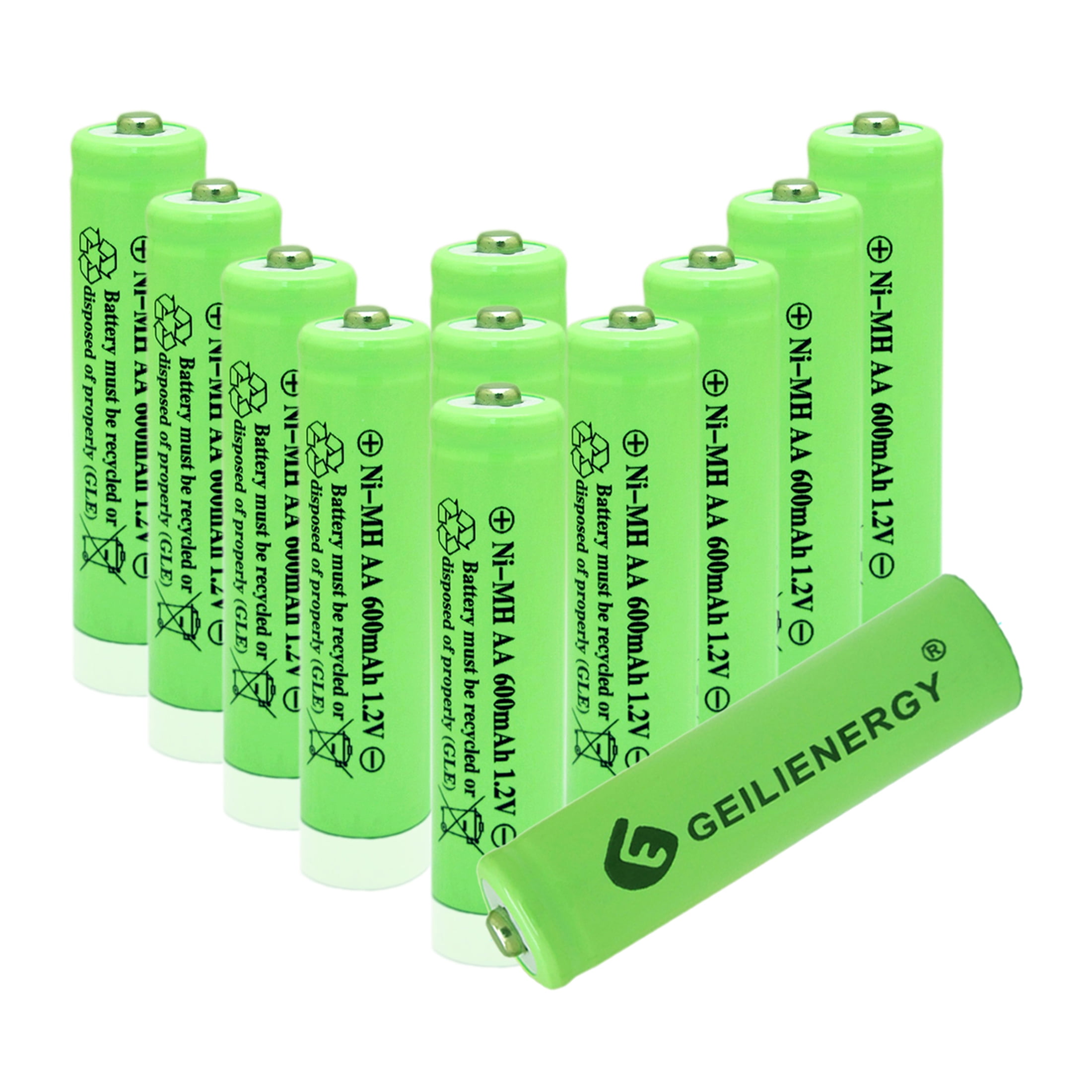 GLESOURCE NiMH AA 600mAh 1.2V Rechargeable Batteries for Solar Lights ...