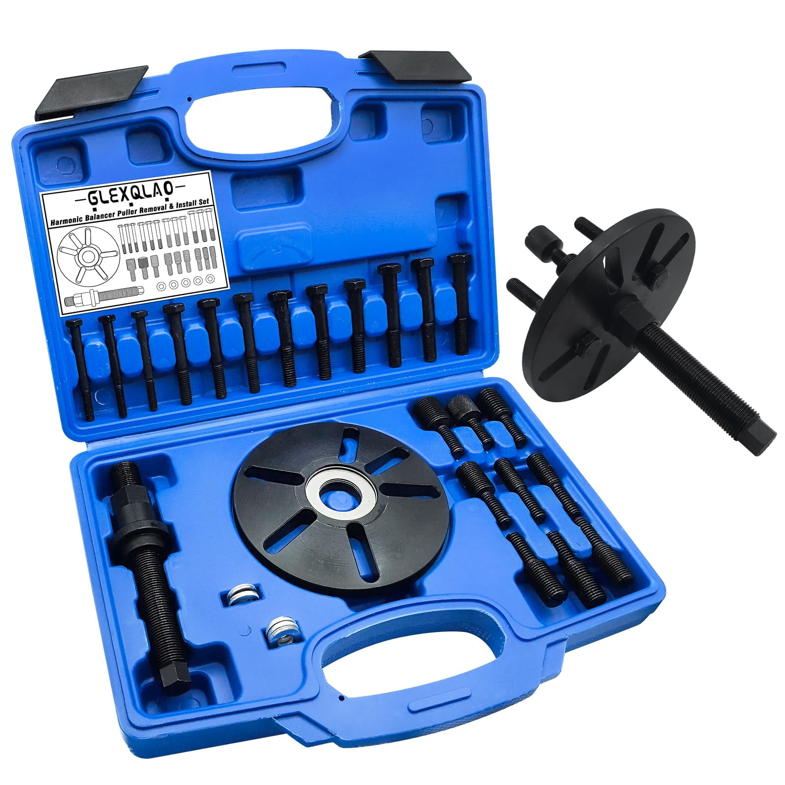 GLEXQLAO Harmonic Balancer Puller Installer Set, Crankshaft Pulley Disc ...
