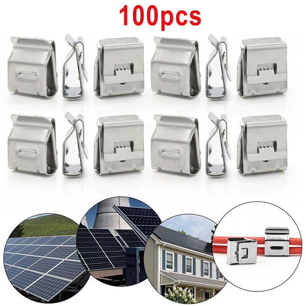 GLFILL 100Pcs Edge Clip Solar PV Cable Value Cable Tie Stainless Steel ...