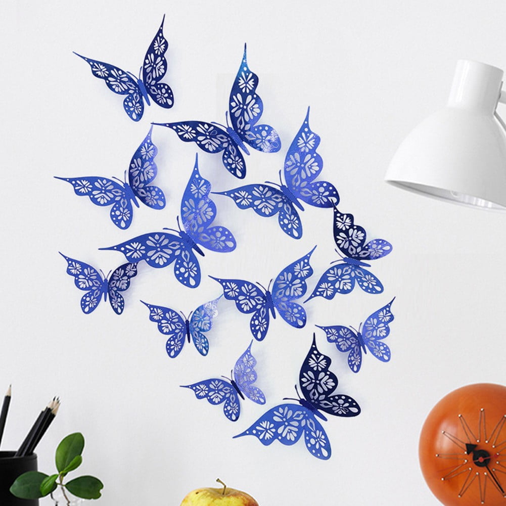 GLFILL 12 Pcs 3D Butterfly Wall Stickers Room Diy Decal Home Decor ...
