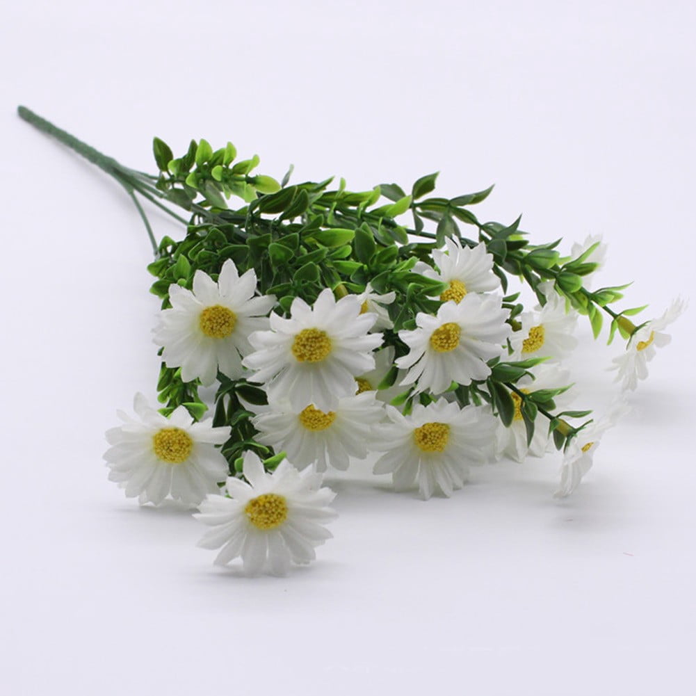 GLFILL 15 Heads Artificial Flowers Plastic Fake Plants Wedding Garden ...