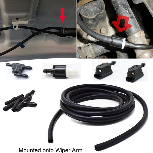 GLFILL 2M Windshield Wiper Washer Jet Hose Tube Pipe Rubber W/ 2 Check ...
