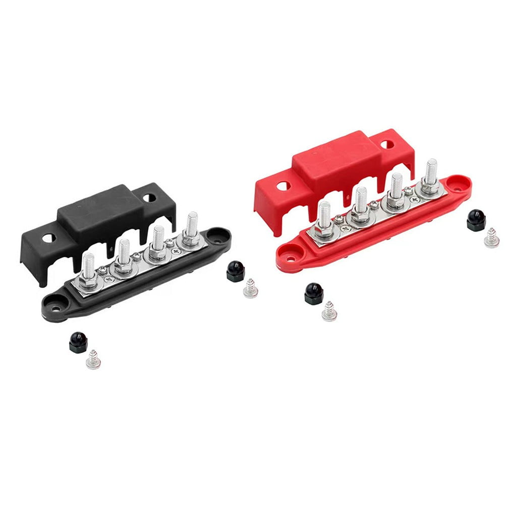 GLFILL 2pcs 12V-48V DC Busbar Distribution Block 250A BusBar With M8 Terminal Bolts Heavy Duty ...