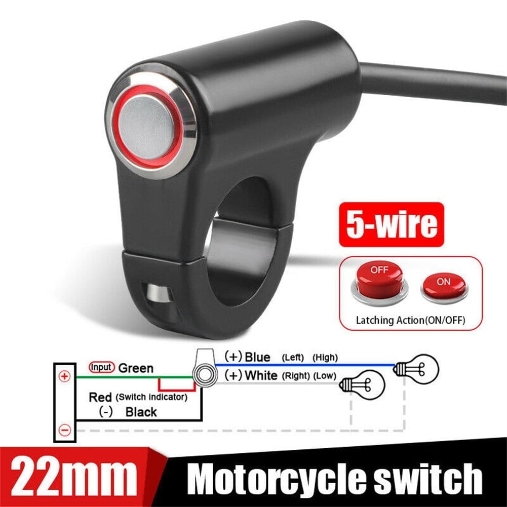 GLFILL 7/8" Motorcycle Red Handlebar Control Switches On Off Headlight ...
