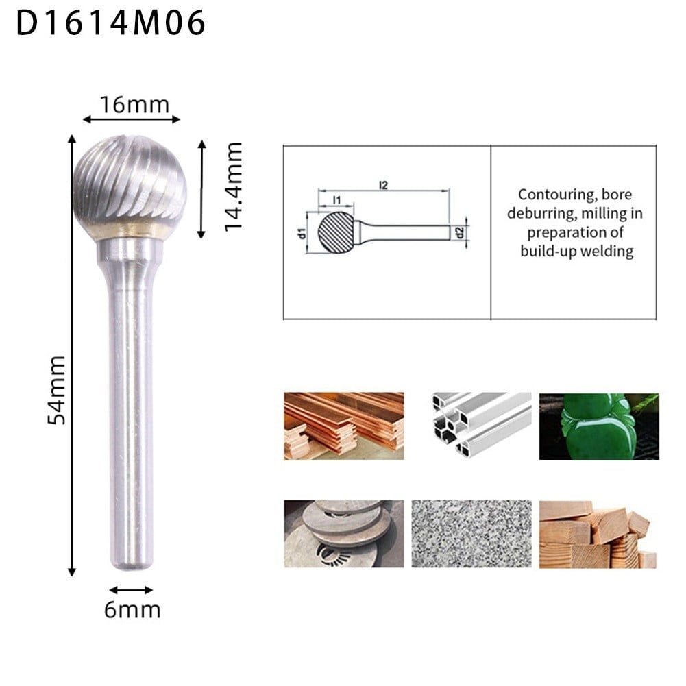 GLFILL Ball Head Die Grinder Bit Milling Carving Tool Tungsten Rotary ...