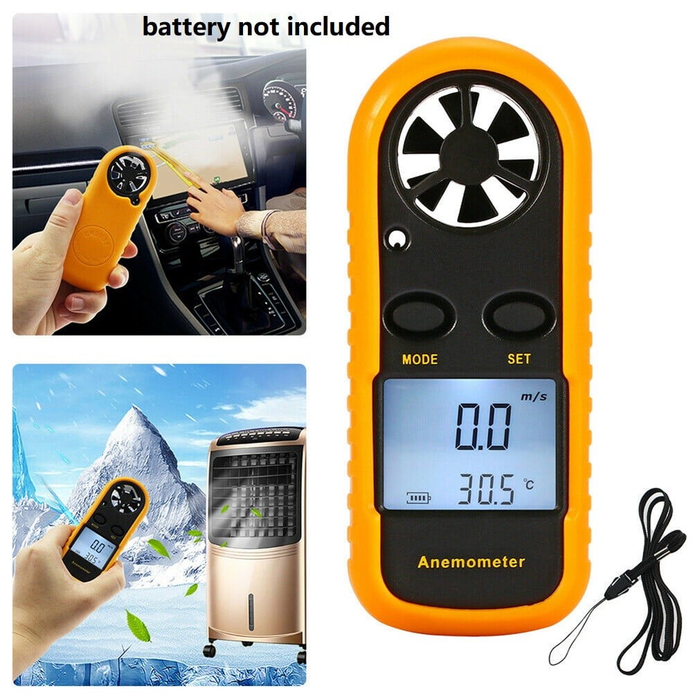 GLFILL Digital Lcd Air Wind Speed Anemometer Temperature Gauge Meter ...