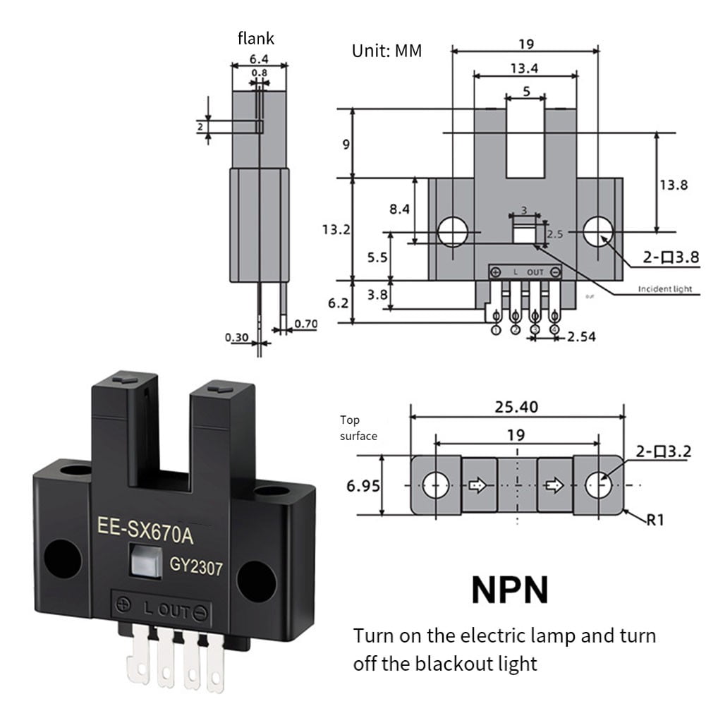 GLFILL U-shaped Induction Switch Photoelectric Sensor 5-24V Slot Type ...