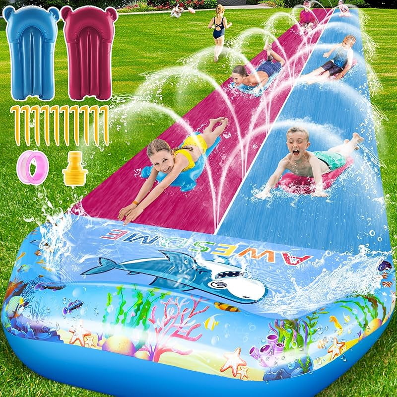 GLFR 33 FT Extra Long Water Slides for Kids Adults, Giant Double Lawn ...