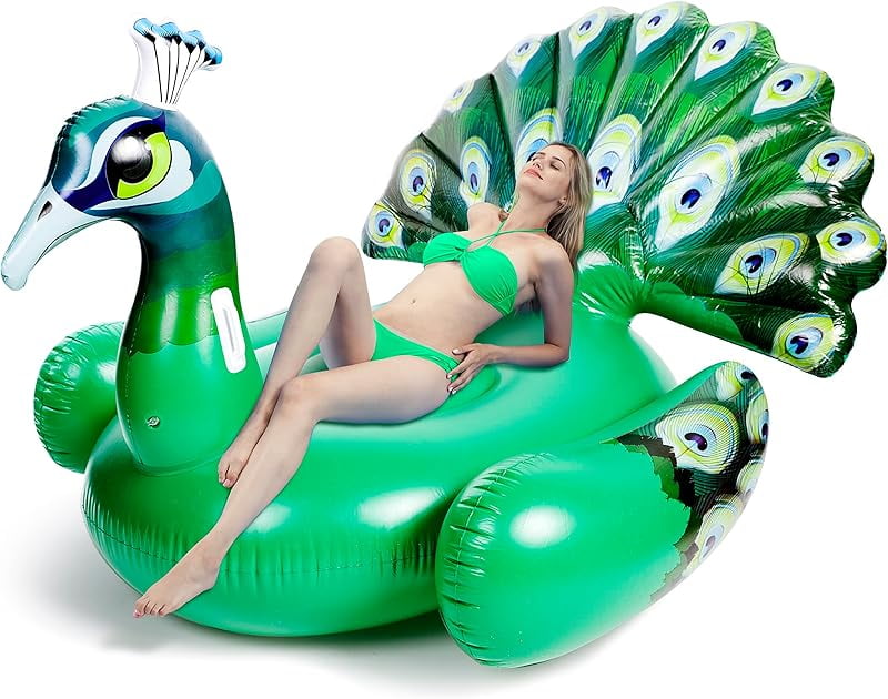 Inflatable Peacock Pool Float - Giant Peacock Fun Beach Floaties, Pool Party Decorations Adult ...
