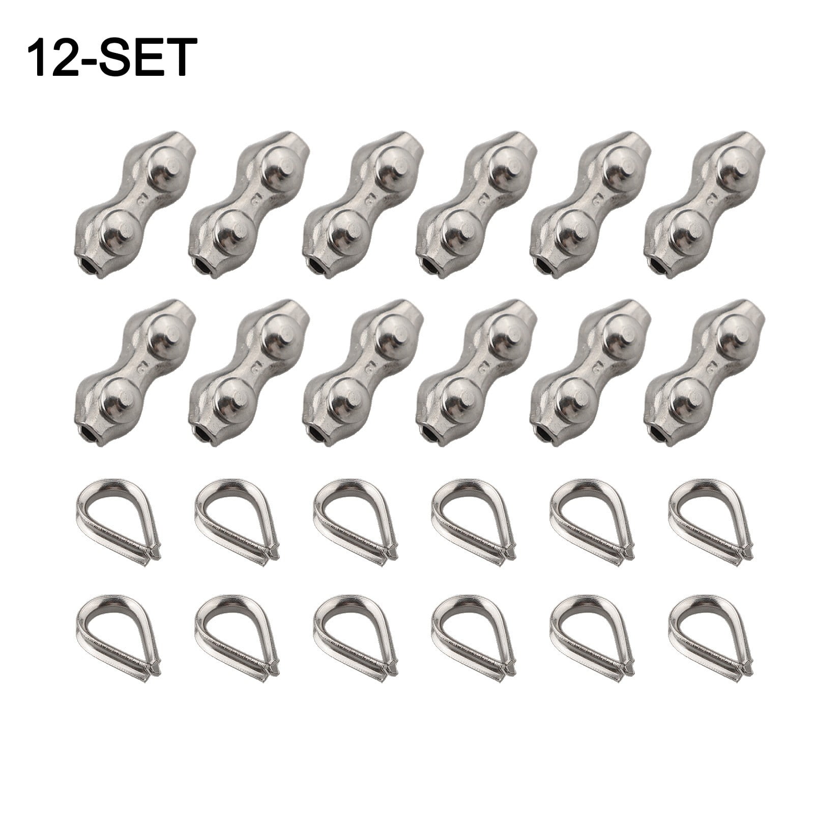 GLFS 12-Kit Duplex Clamp And Wire Rope Thimble Kit 304 Stainless Steel ...