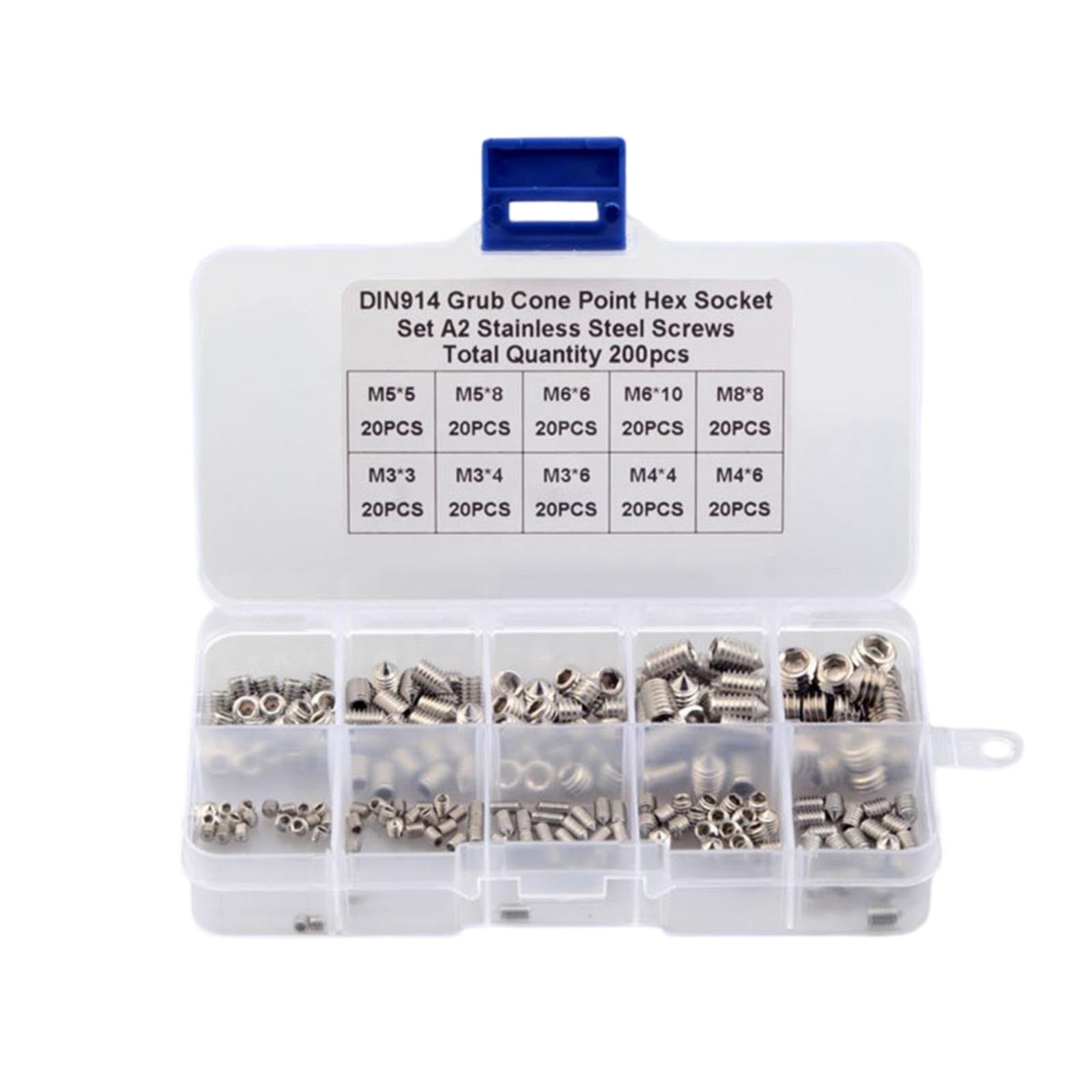 GLFS 200 Hex Hexagon Socket Set Screw Cone Point Grub Screw Tapered End ...