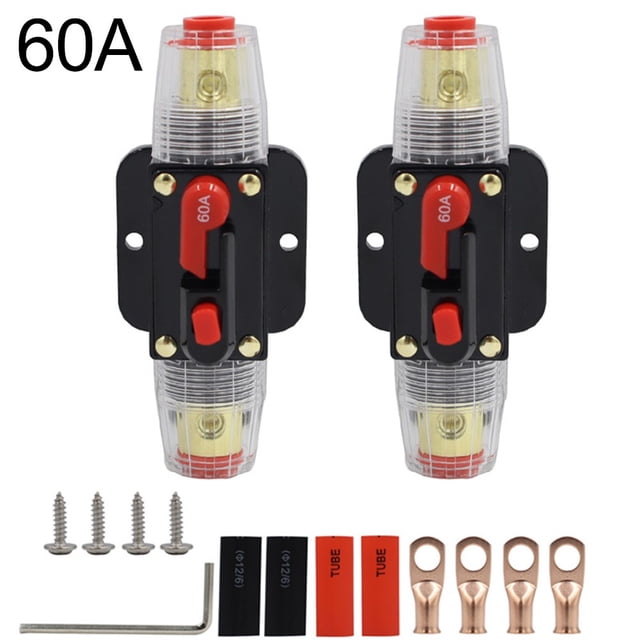 GLFS 2Packs Auto Inline Fuse Breaker with Wire Lugs and Heat Shrink ...