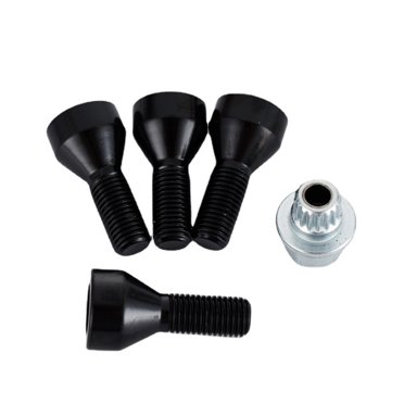 24 PC Solid Spline Spike Lug Nuts Kit | Black | 12x1.5 | Chevy | with Key - Walmart.com