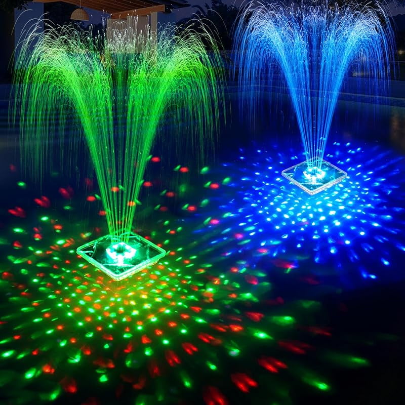 GLFW Upgraded Solar Pool Fountain with Lights, 9.5'' Large Solar ...
