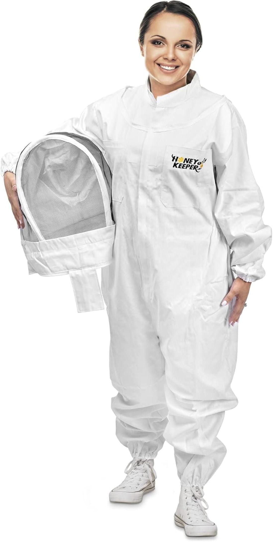 GLGF Professional Cotton Full Body Beekeeping Suit with Self Supporting ...