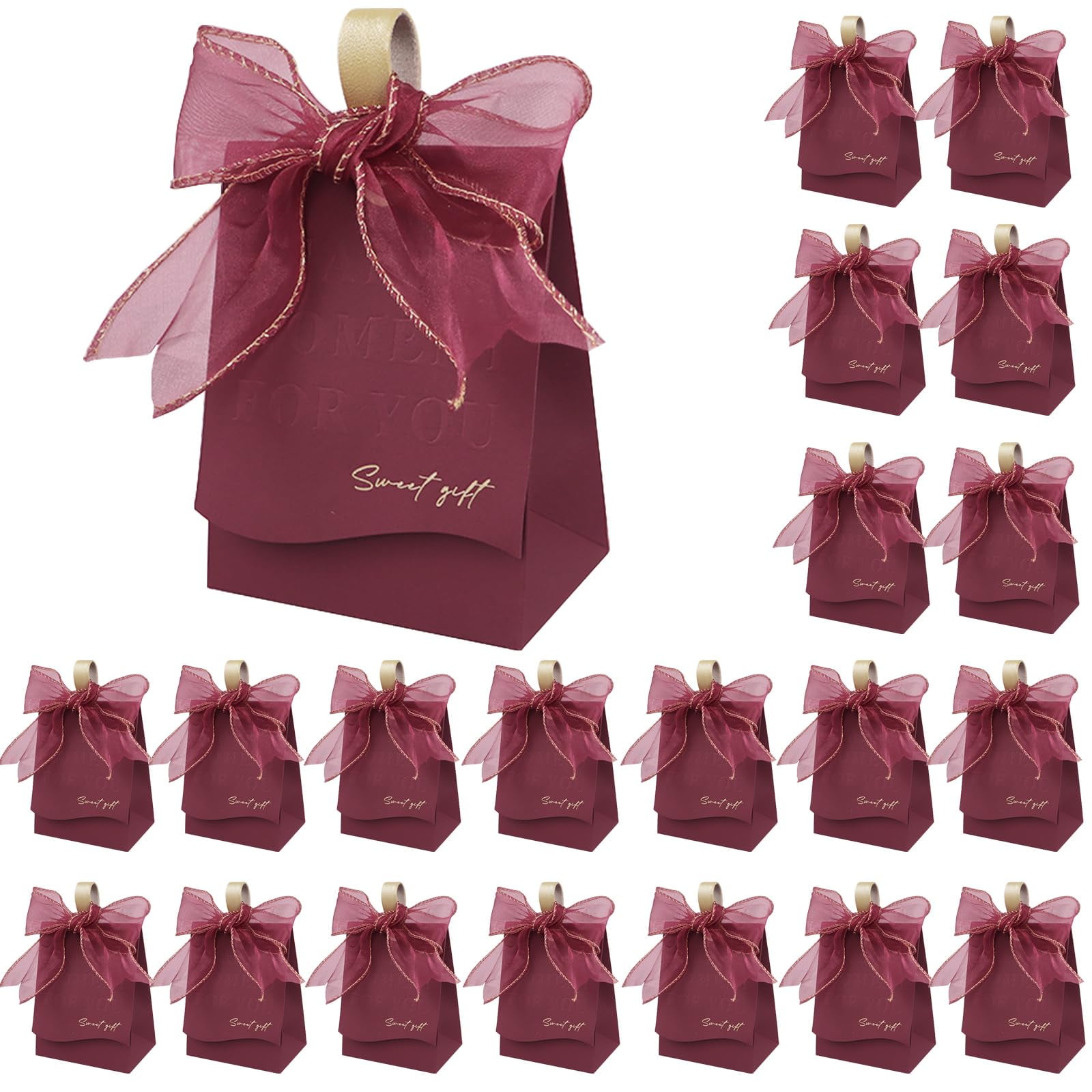 GLGHMH 50pcs Wedding Favor Bags, Red Small Gift Boxes with Ribbon ...