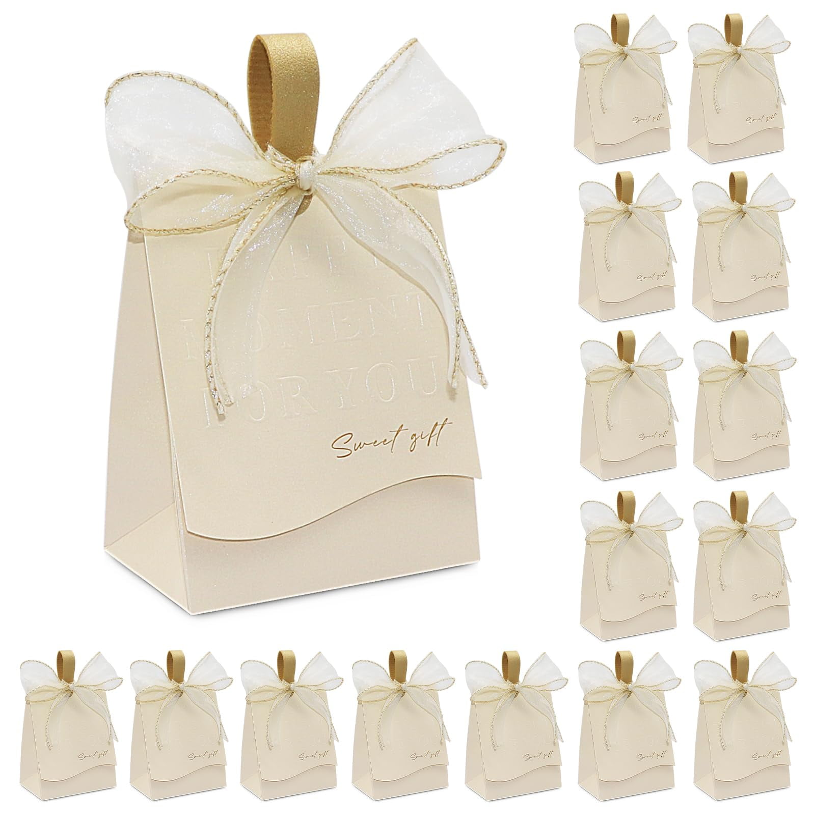 GLGHMH 50pcs Wedding Favor Boxes, Beige Small Wedding Candy Boxes Treat ...