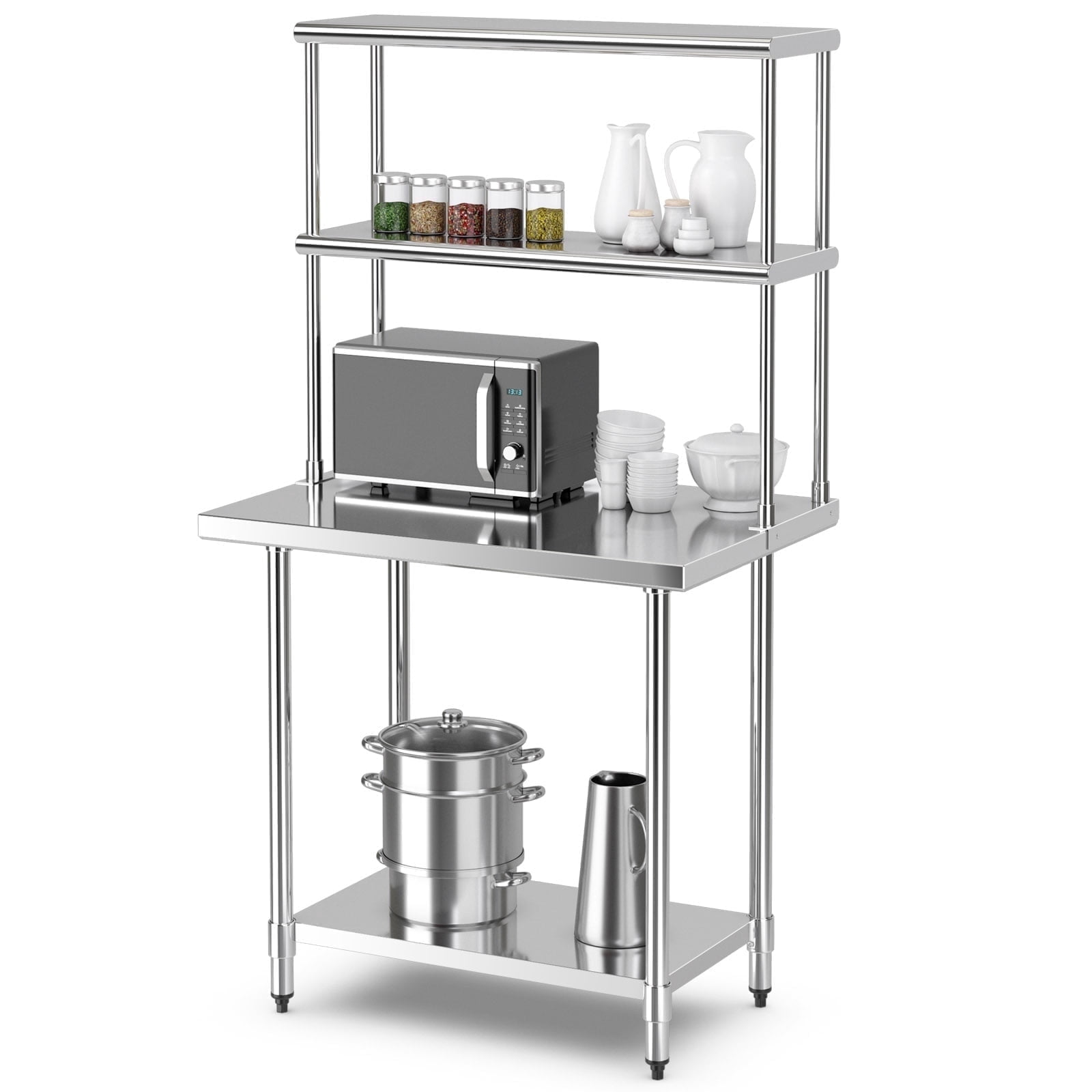 GLINTEX 36 x 12 Inch Kitchen Stainless Steel Overshelf with Adjustable ...