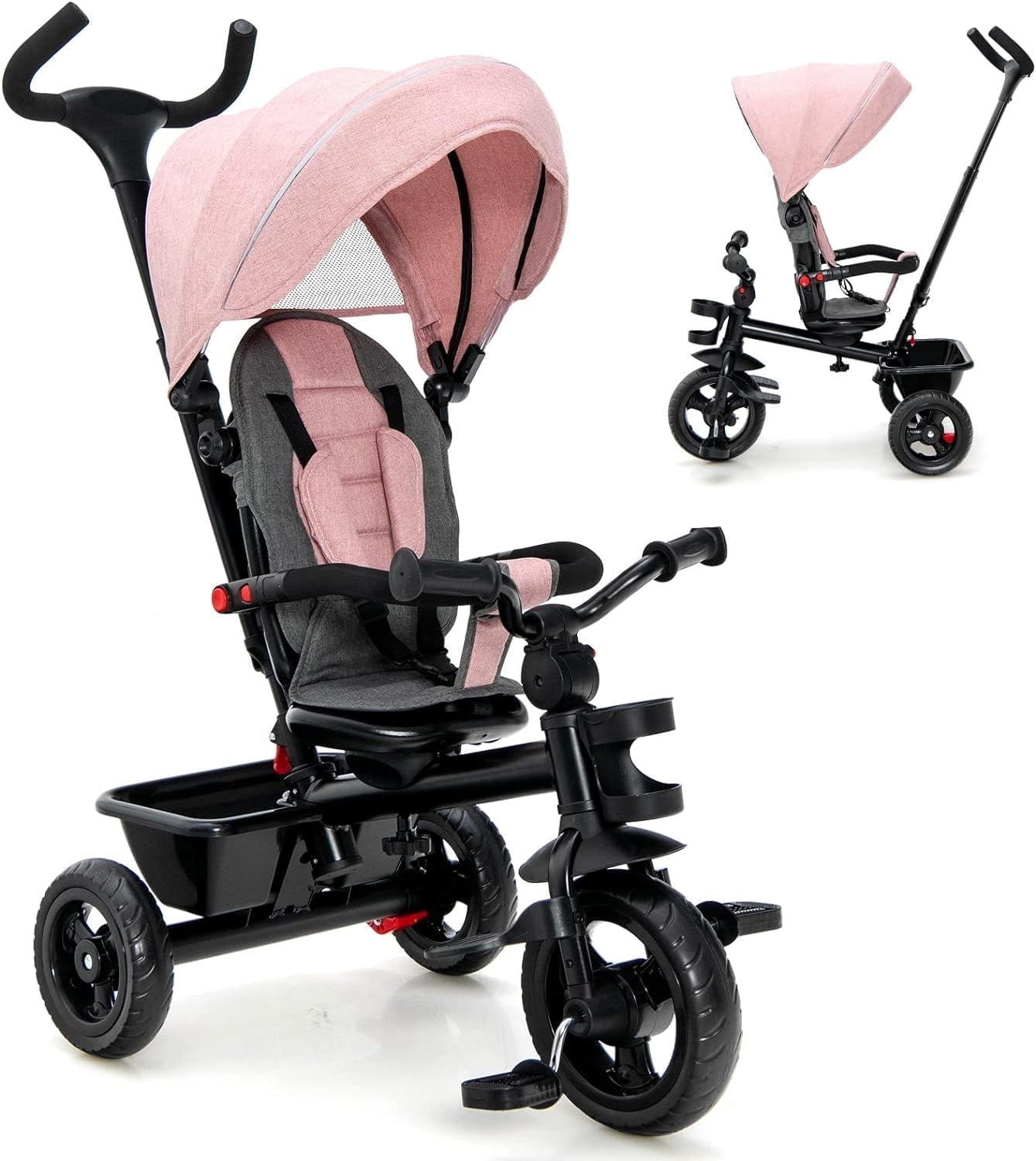 GLINTEX 4-in-1 Baby Tricycle Toddler Trike with Convertible Seat ...