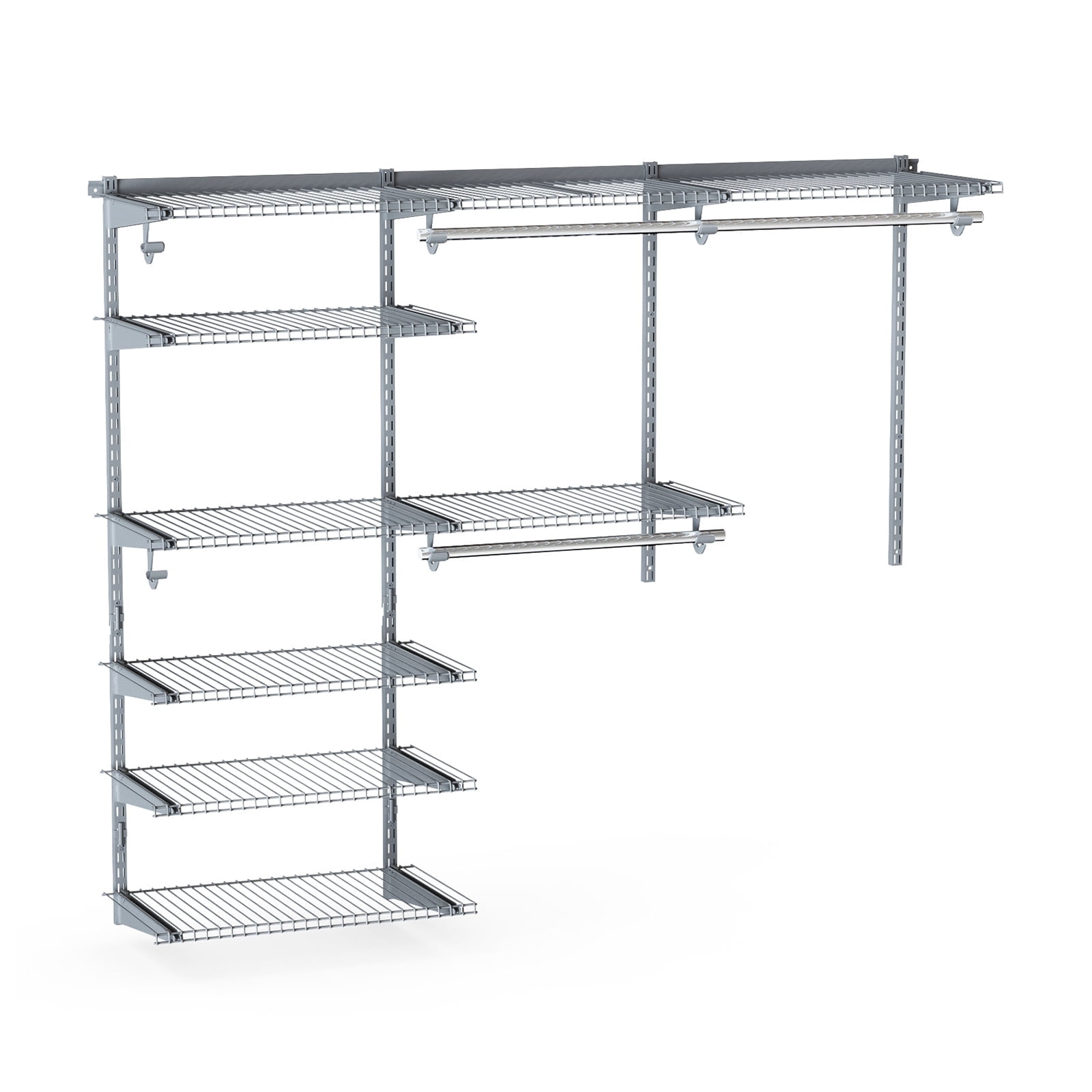 GLINTEX Adjustable Closet Organizer Kit with Shelves and Hanging Rods ...