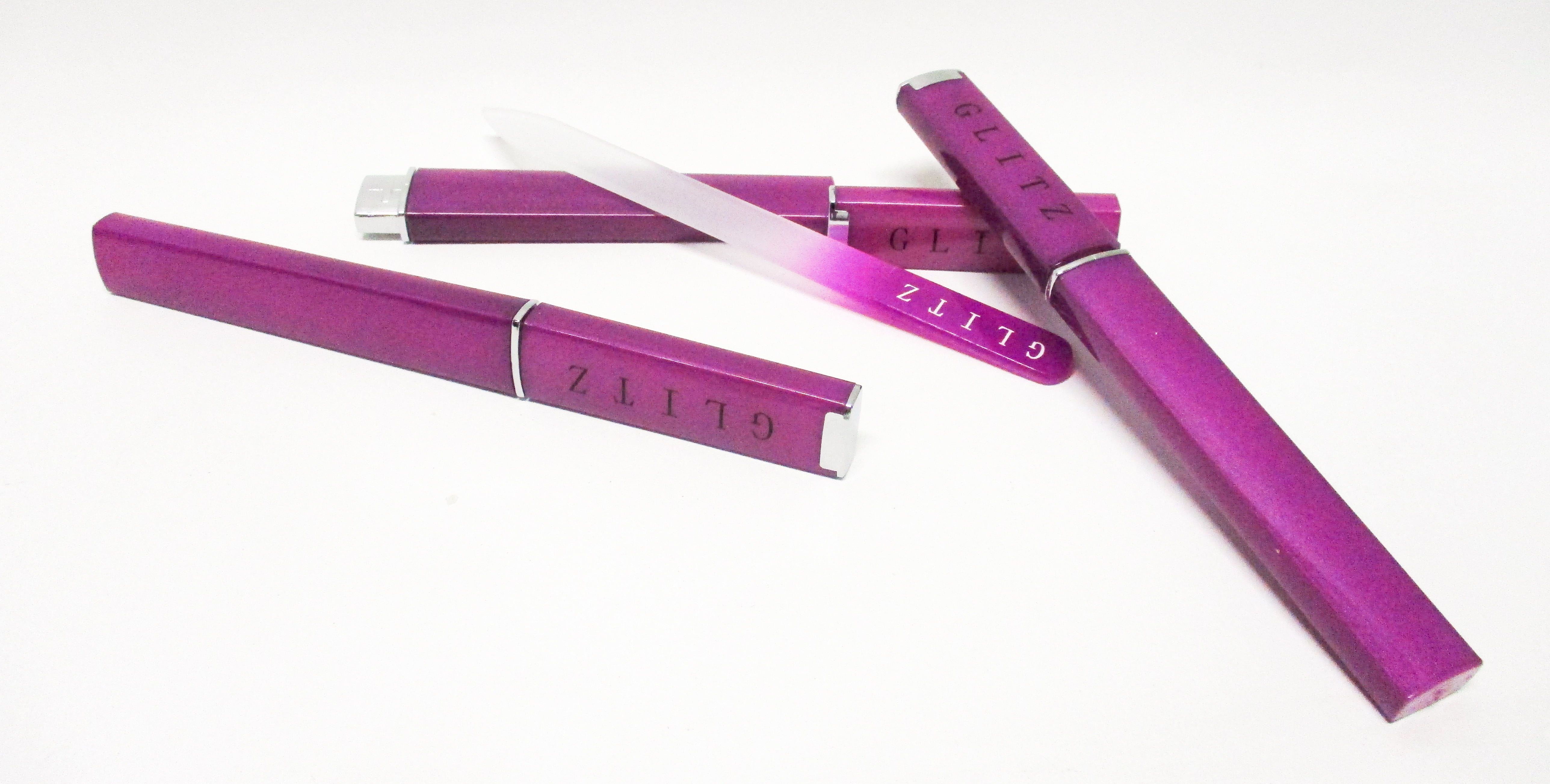 GLITZ Crystal Glass File With FUSCHIA Case Pointed Tip 5.5" Pack of 3 ...