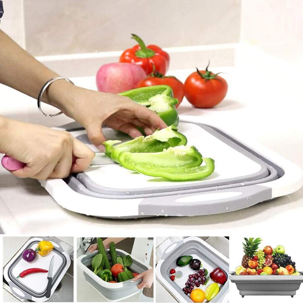 GLIVE LABEL Collapsible Kitchen Cutting Board Dish Tub Storage Basket ...