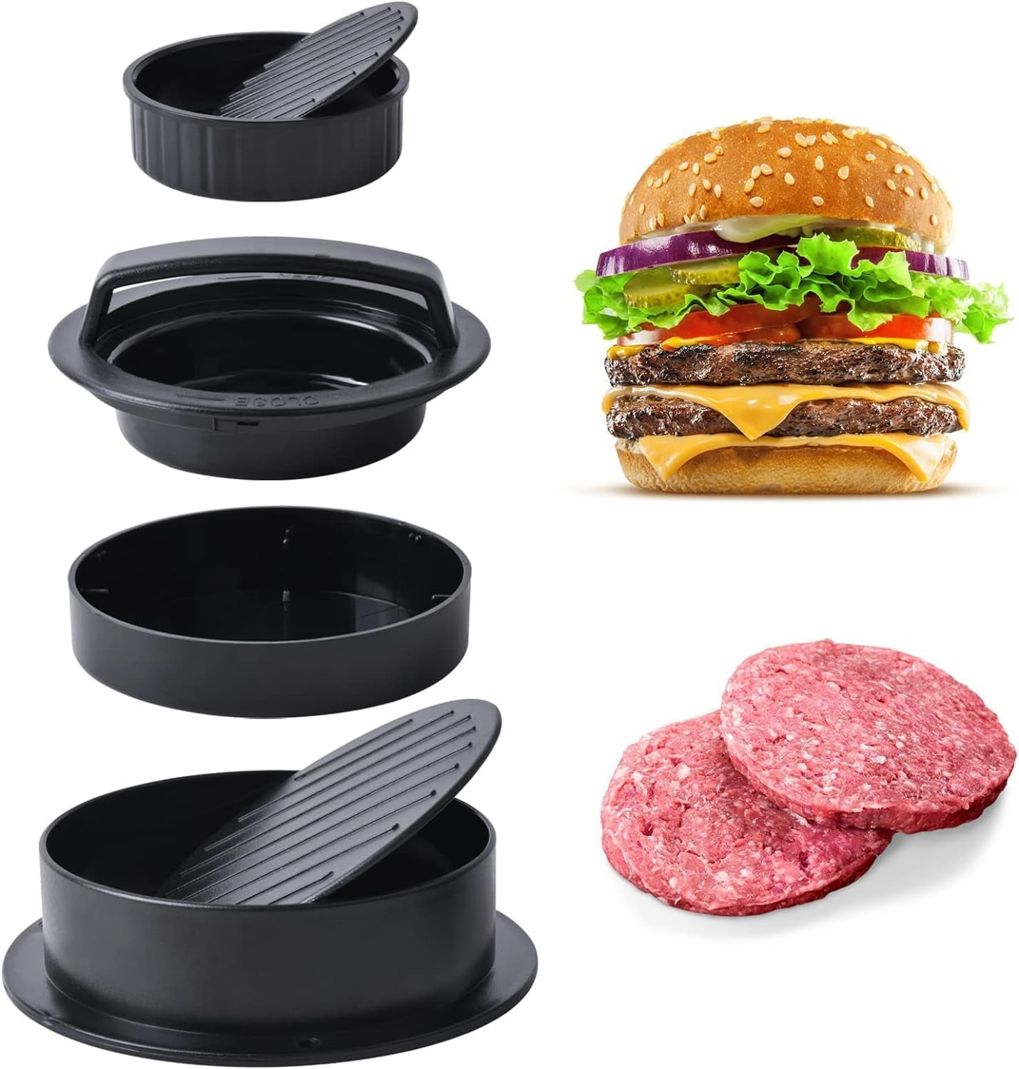 GLIVE LABEL Hamburger Press Patty Maker Burger Press Mold Grilling ...