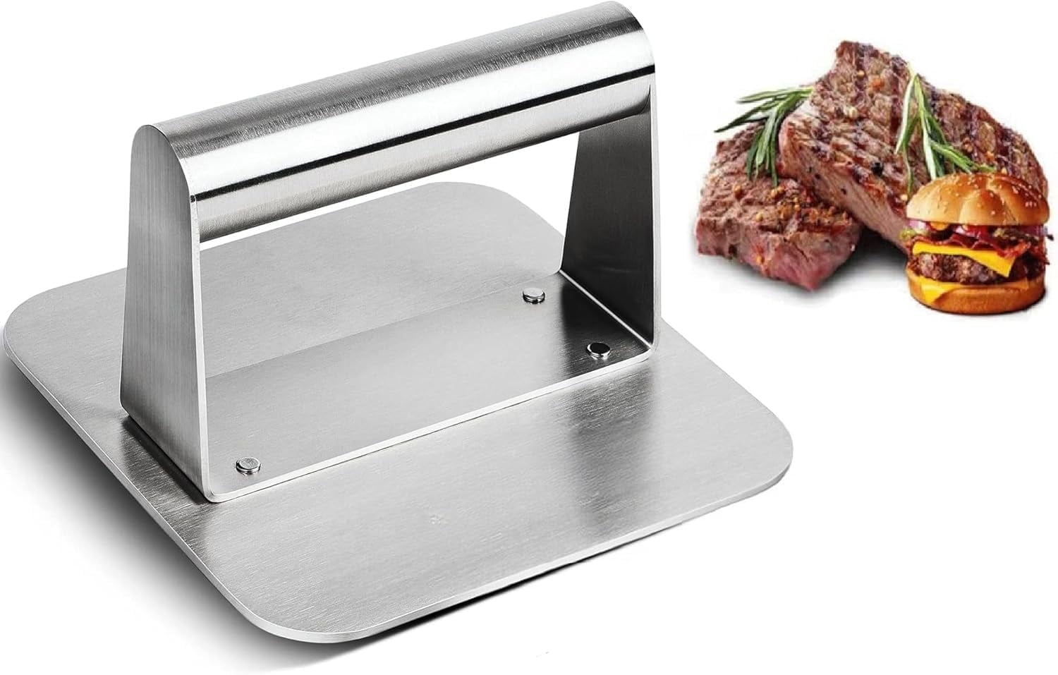 GLIVE LABEL Square Stainless Steel Burger Press Burger Smasher for ...