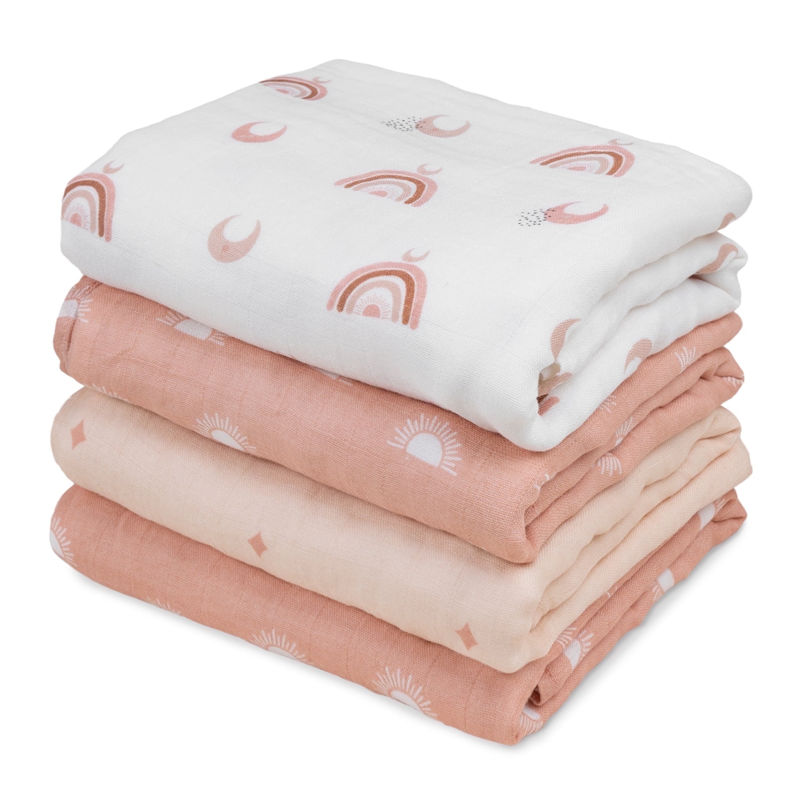 Gllquen Baby Muslin Swaddle Receiving Blankets Wrap 4-Pack for Girls ...