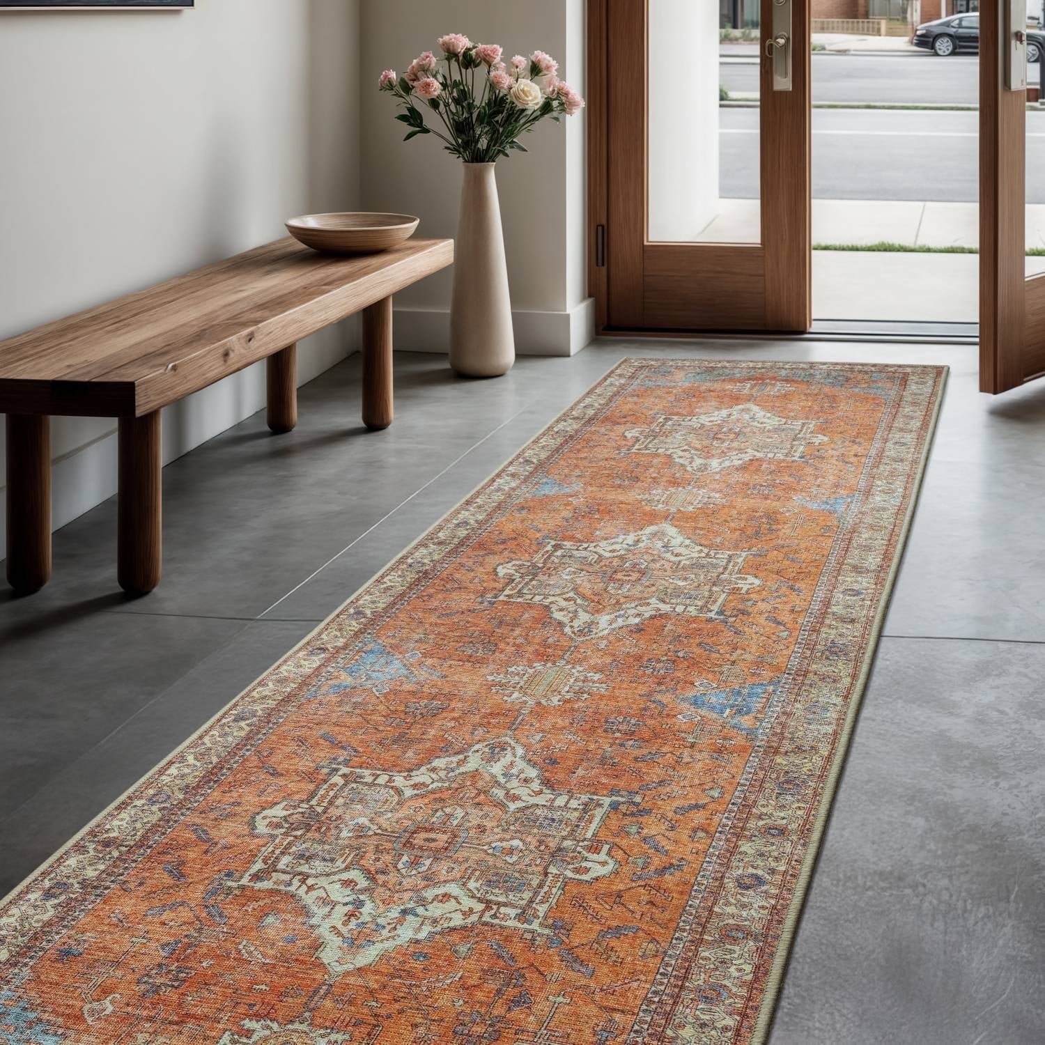 GLN Rugs Petra - Indoor, Machine Washable Area Rug 2'6"x10' Turkish ...