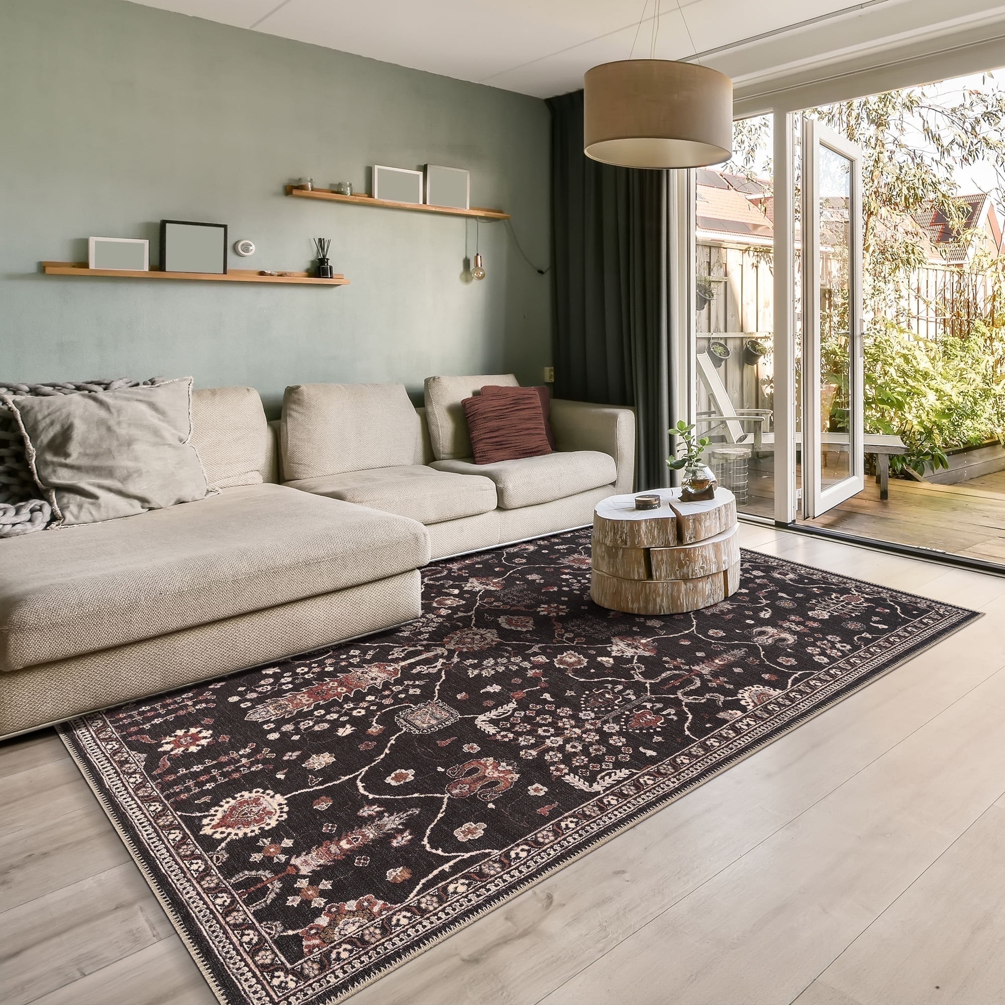 GLN Rugs Sumer - Indoor, Machine Washable Area Rug 3'x5' Moroccon Black ...