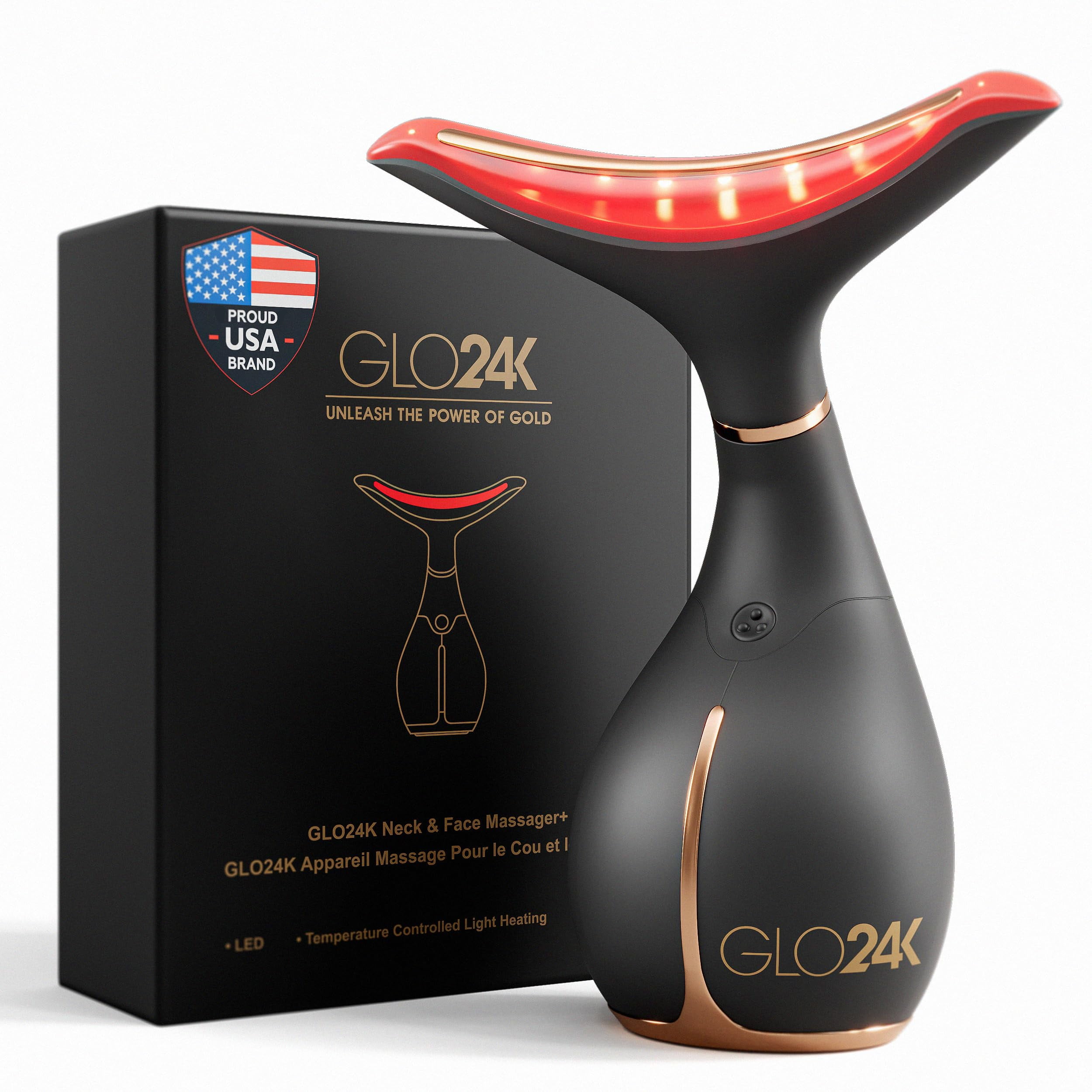 GLO24K Red Light Face & Neck Beauty Device – 3-in-1 Facial Massager ...