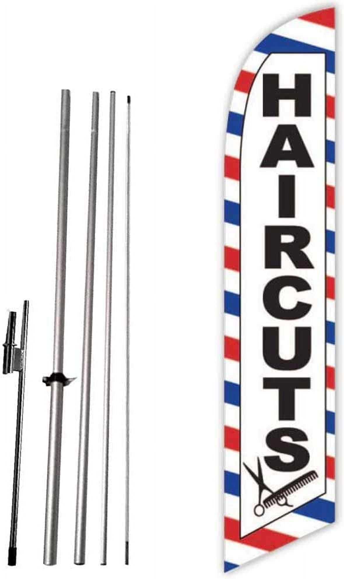 GLOBAL ADVERTISING SOLUTIONS Haircuts Feather Flag Eye Catching Banner ...