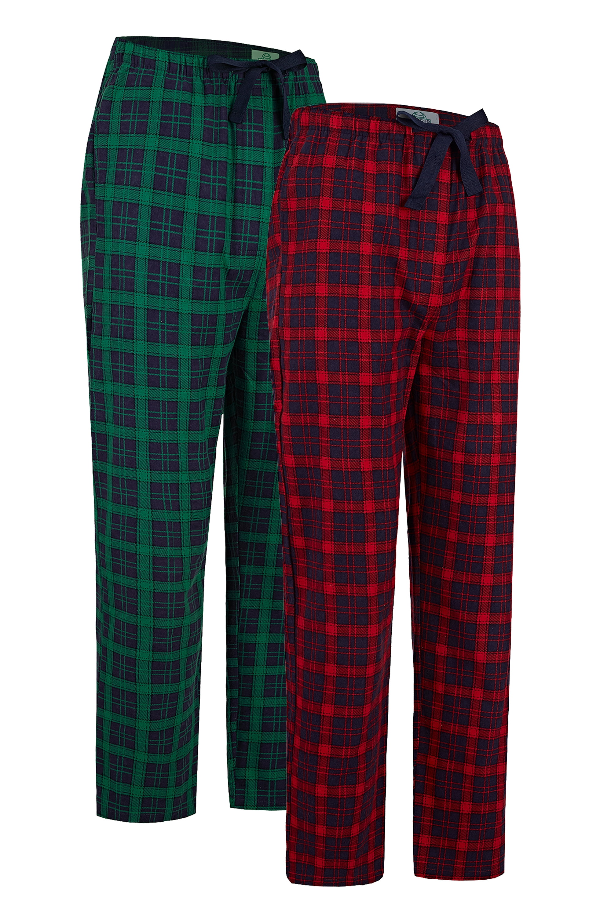 GLOBAL Men's Cotton Flannel Pajama Bottoms - Plaid Pajama Pants for Men ...