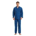 GLOBAL Men's Pajamas Sets 100% Cotton Flannel Sleepwear Long-Sleeve Top ...