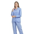 GLOBAL Womens 100% Cotton Notch Collar Pajama Set Homewear with Pockets ...