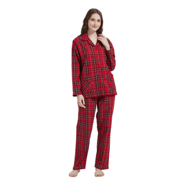 Casual Nights Women's Flannel Long Sleeve Button Down Pajama Set ...