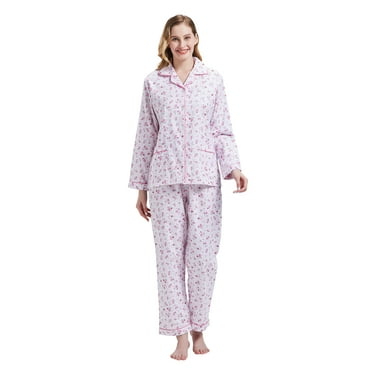 Casual Nights Women's Flannel Long Sleeve Button Down Pajama Set ...
