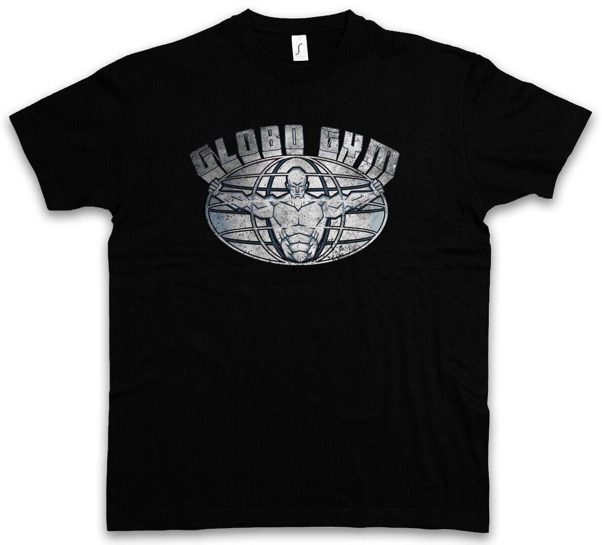 GLOBO GYM SIGN T-SHIRT White Fitness Studio Dodgeball Goodman Symbol ...