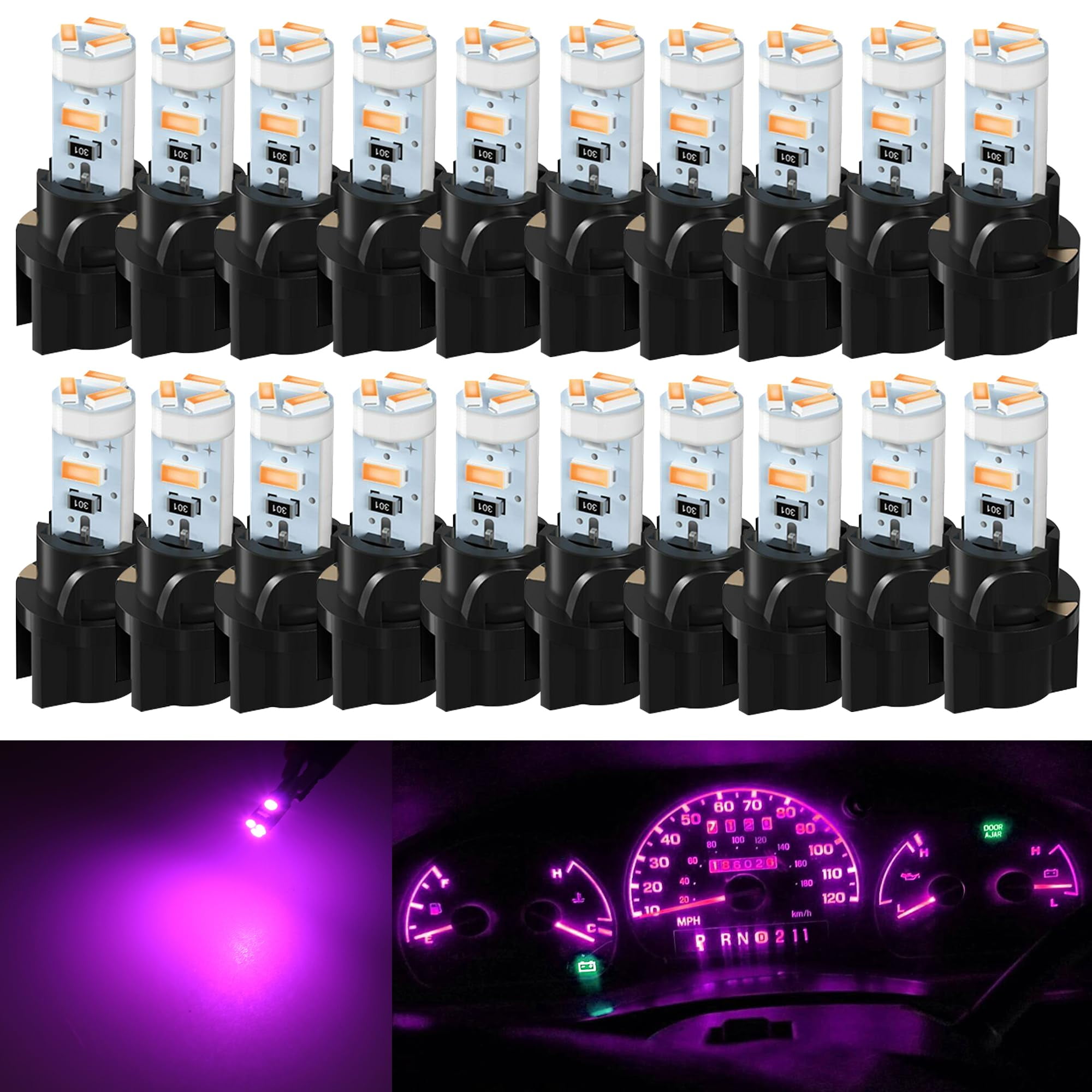 GLOFE 20 Pcs T5 LED Lights for Car Dashboard T5 37 74 LED Bulb with ...