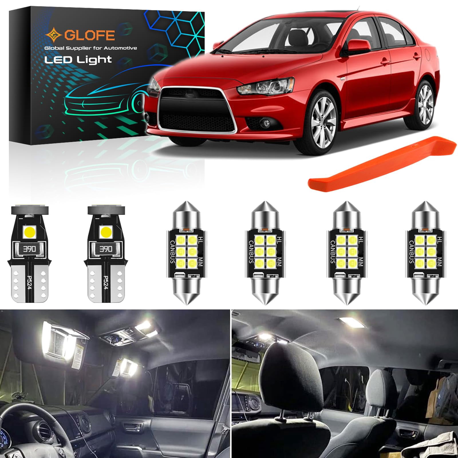 GLOFE Interior LED Bulbs RRF12 Kit Package Replacement 2008 2009 2010 ...