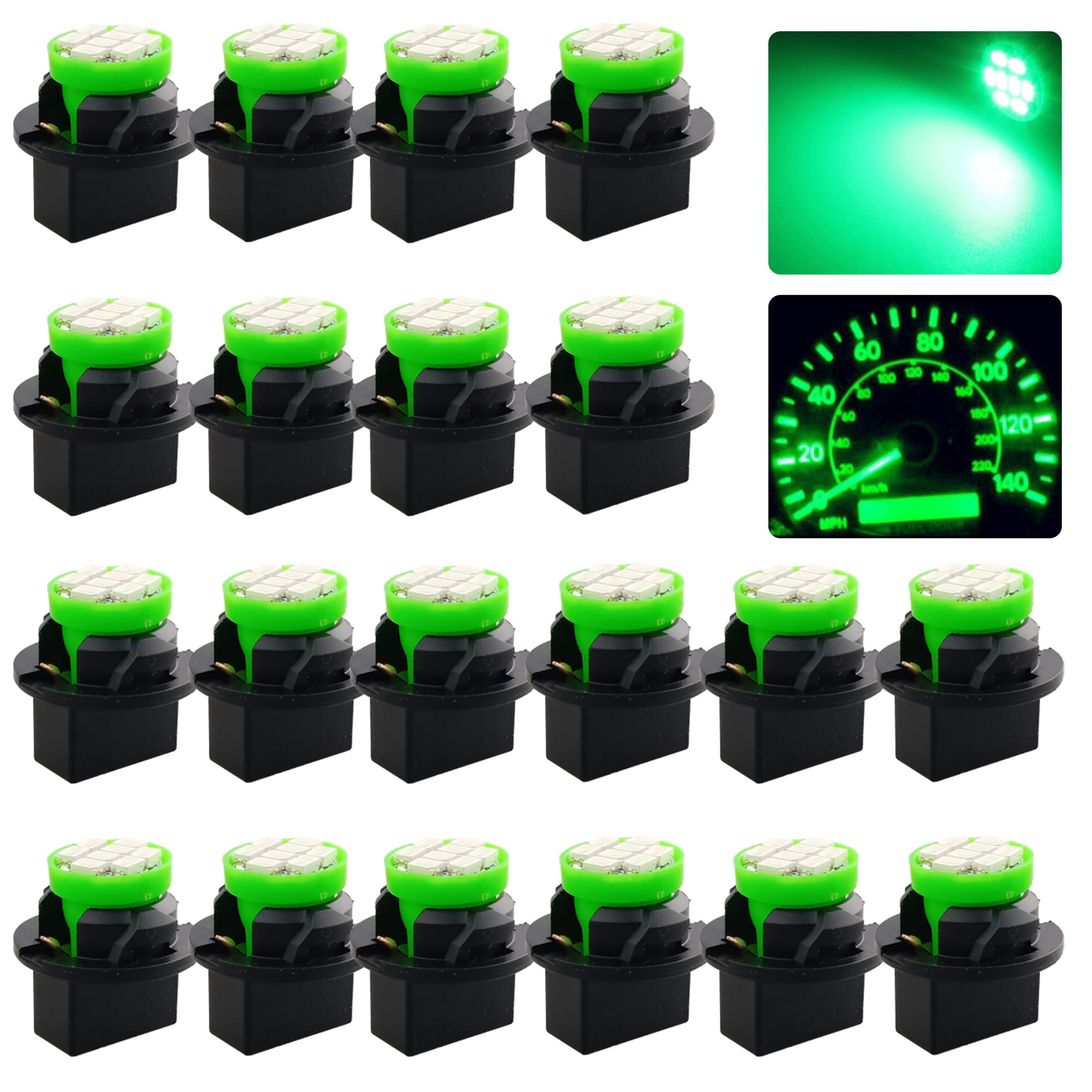 GLOFE T10 194 168 YPF5 Green LED Dash Instrument Bulbs with T10 Twist ...