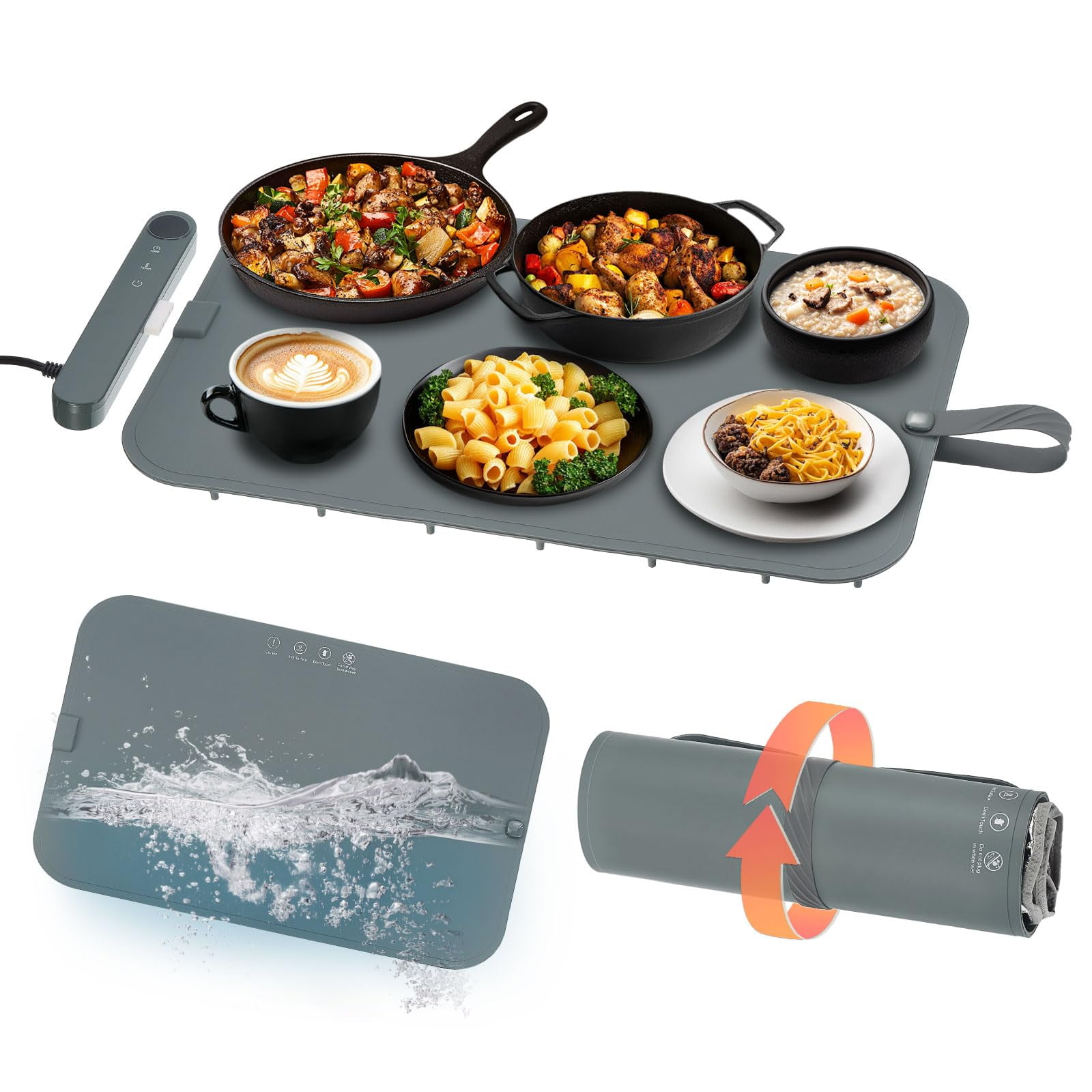 GLOKUUCA Upgrade Food Warming Mat - Electric Warming Tray with 6 ...
