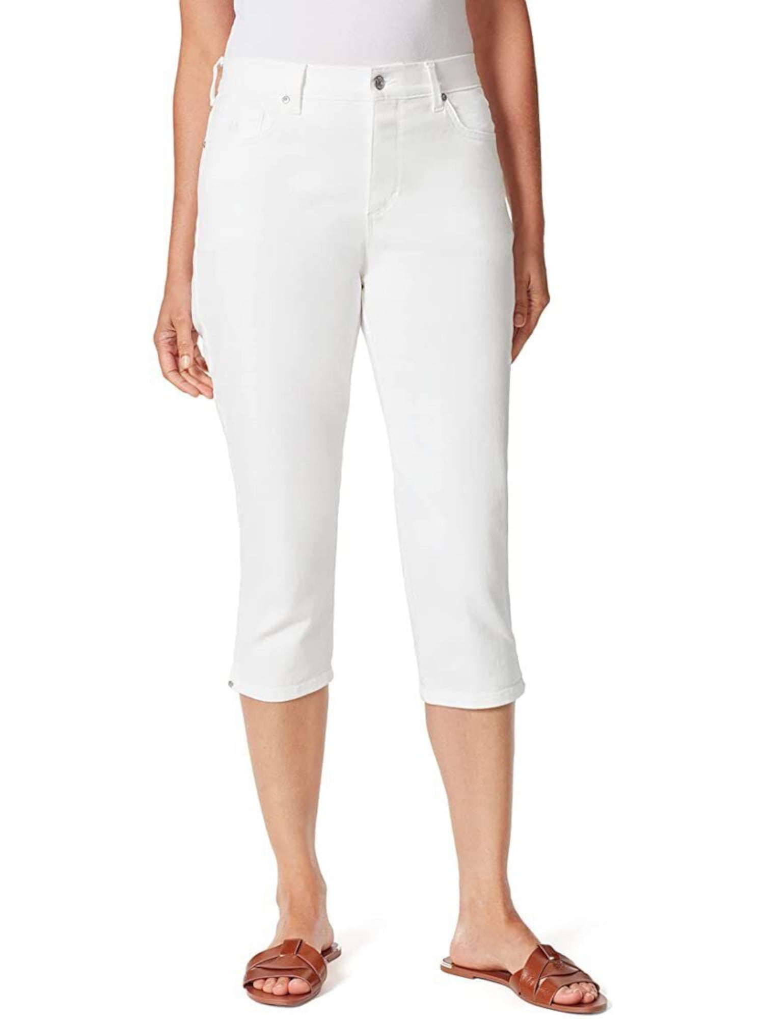GLORIA VANDERBILT White Denim Capri Jeans, Size 4, Slimming Split Hem ...