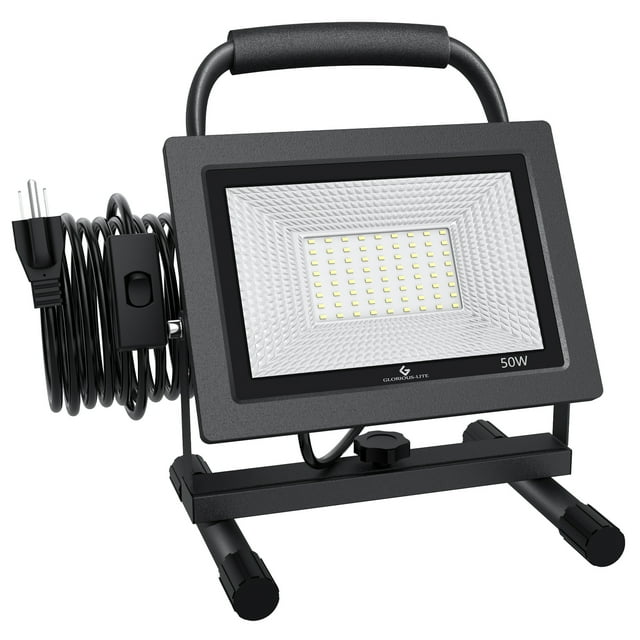 GLORIOUS-LITE 50W LED Work Light, IP66, 5000LM, 6500K, Adjustable ...