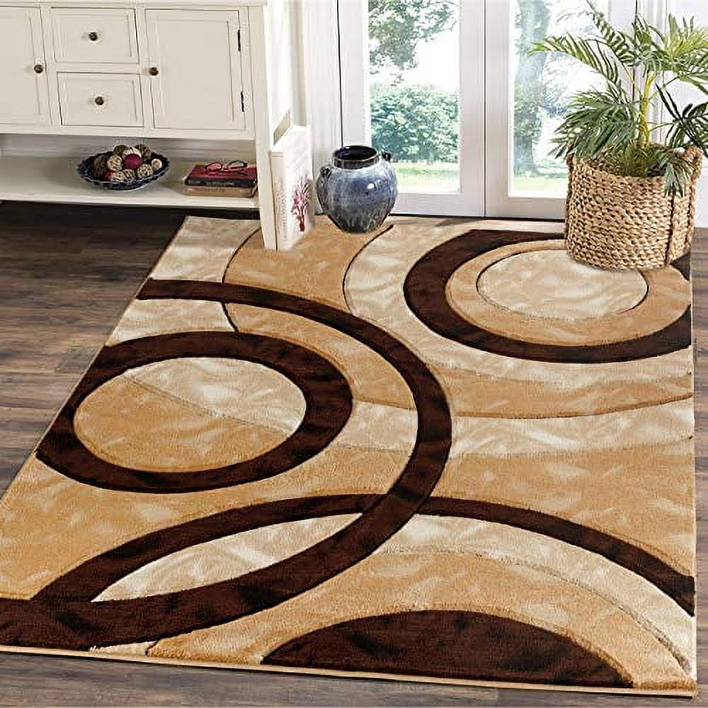 GLORY RUGS Area Rug 2x3 Brown Door Mat Modern Circles Soft Contemporary ...