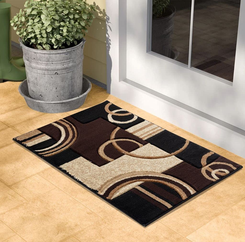 GLORY RUGS Area Rug 2x3 Door Mat Brown Geometric Soft Floor Carpet with ...