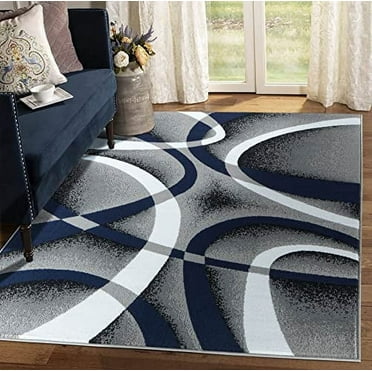 SAFAVIEH Orchard Edwin Modern Area Rug, Grey/Blue, 8' x 8' Round ...