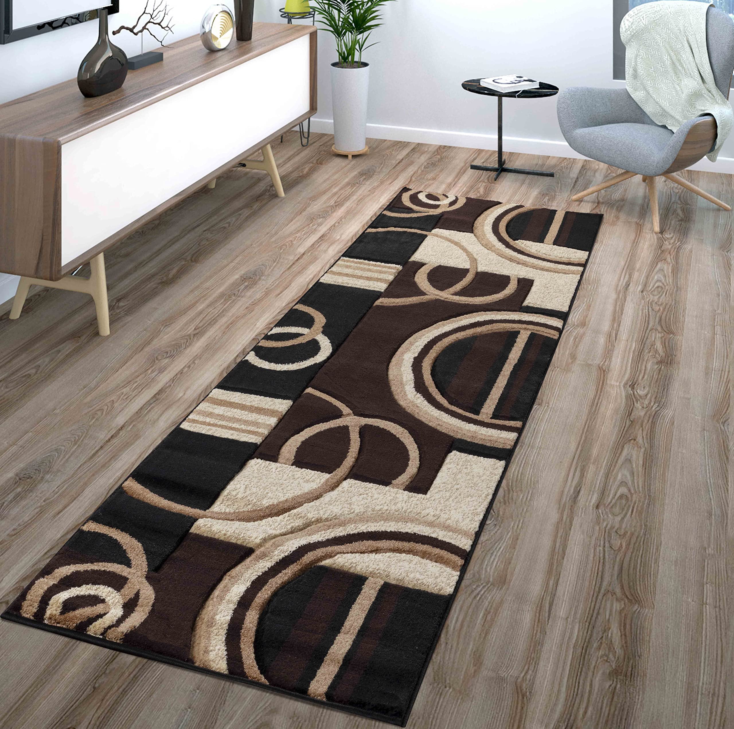 GLORY RUGS Area Rug Modern 2x7 Brown Soft Hand Carved Contemporary ...